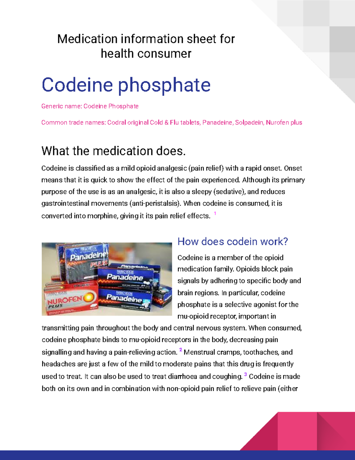Brochure medication - Medication information sheet for health consumer ...