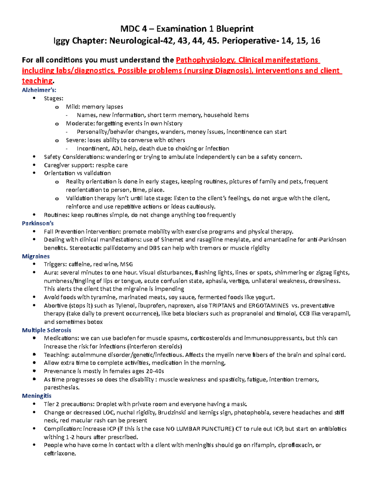 MCD4 Exam 1 Blueprint filled out blueprint - MDC 4 – Examination 1 ...