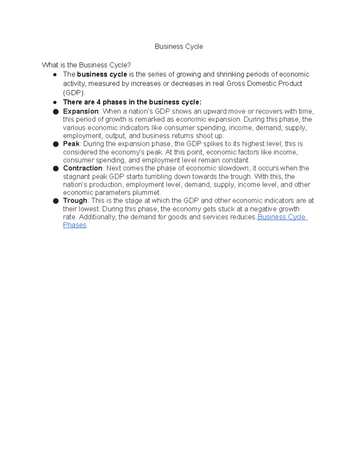 Business+Cycle +Notes - Business Cycle What is the Business Cycle? The ...