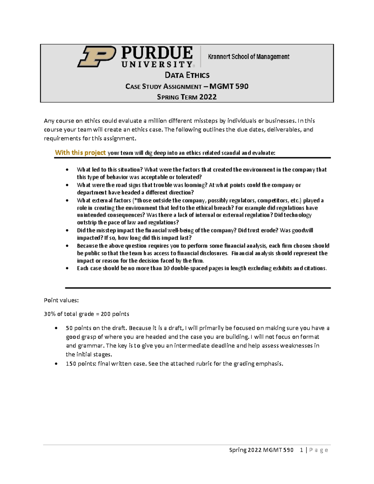 Case Study Assignment 2022 - DATA ETHICS CASE STUDY ASSIGNMENT – MGMT ...
