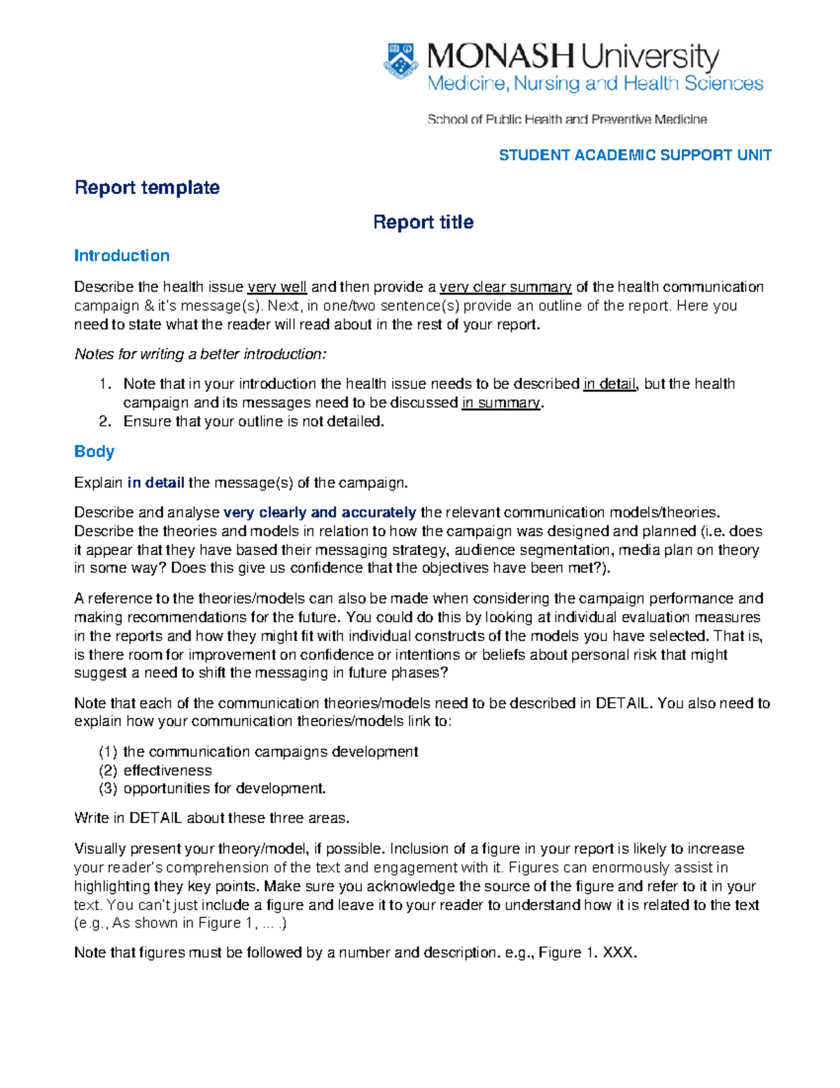PBH1102 AT3 report writing tips from SASU - STUDENT ACADEMIC SUPPORT ...