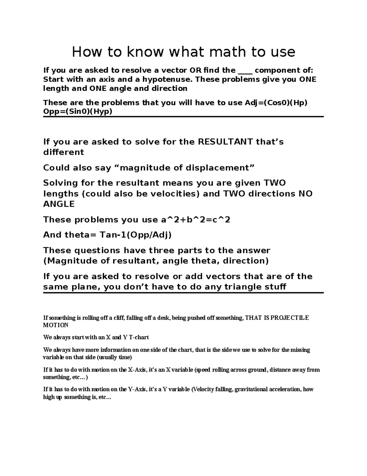 Math guide - Math - How to know what math to use If you are asked to ...