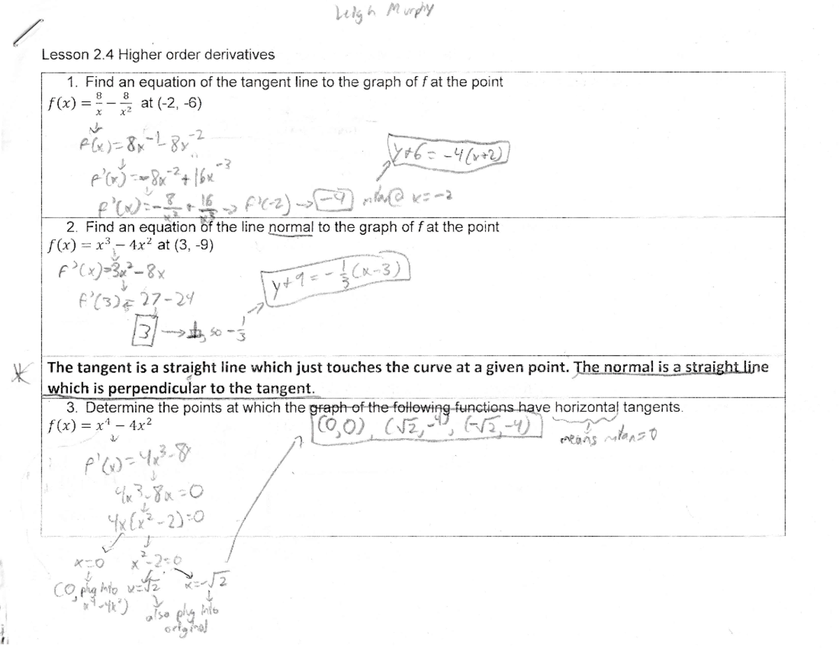 Leigh 10-13-22 - Calc Notes - l,rl$ e fr *lY / K Lesson 2 Higher order ...