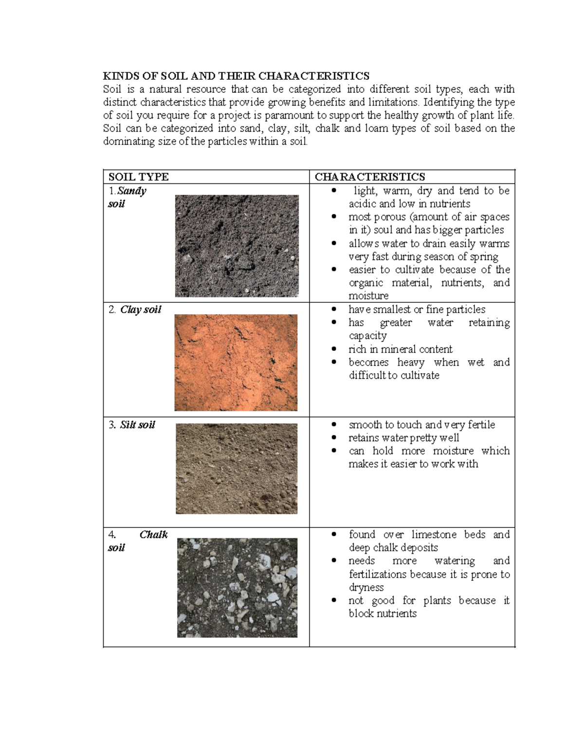 Kinds OF SOIL AND Their Characteristics - KINDS OF SOIL AND THEIR ...