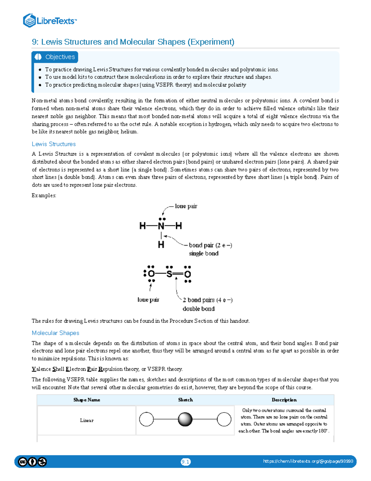 09 Lewis Structures and Molecular Shapes (Experiment) - To use model ...