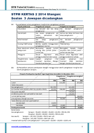 STPM K2 2018 S3 Jawapan - KVK Tutorial Centre (PG0509652-H) No. 30, Lorong Aman Jaya, Taman Aman ...