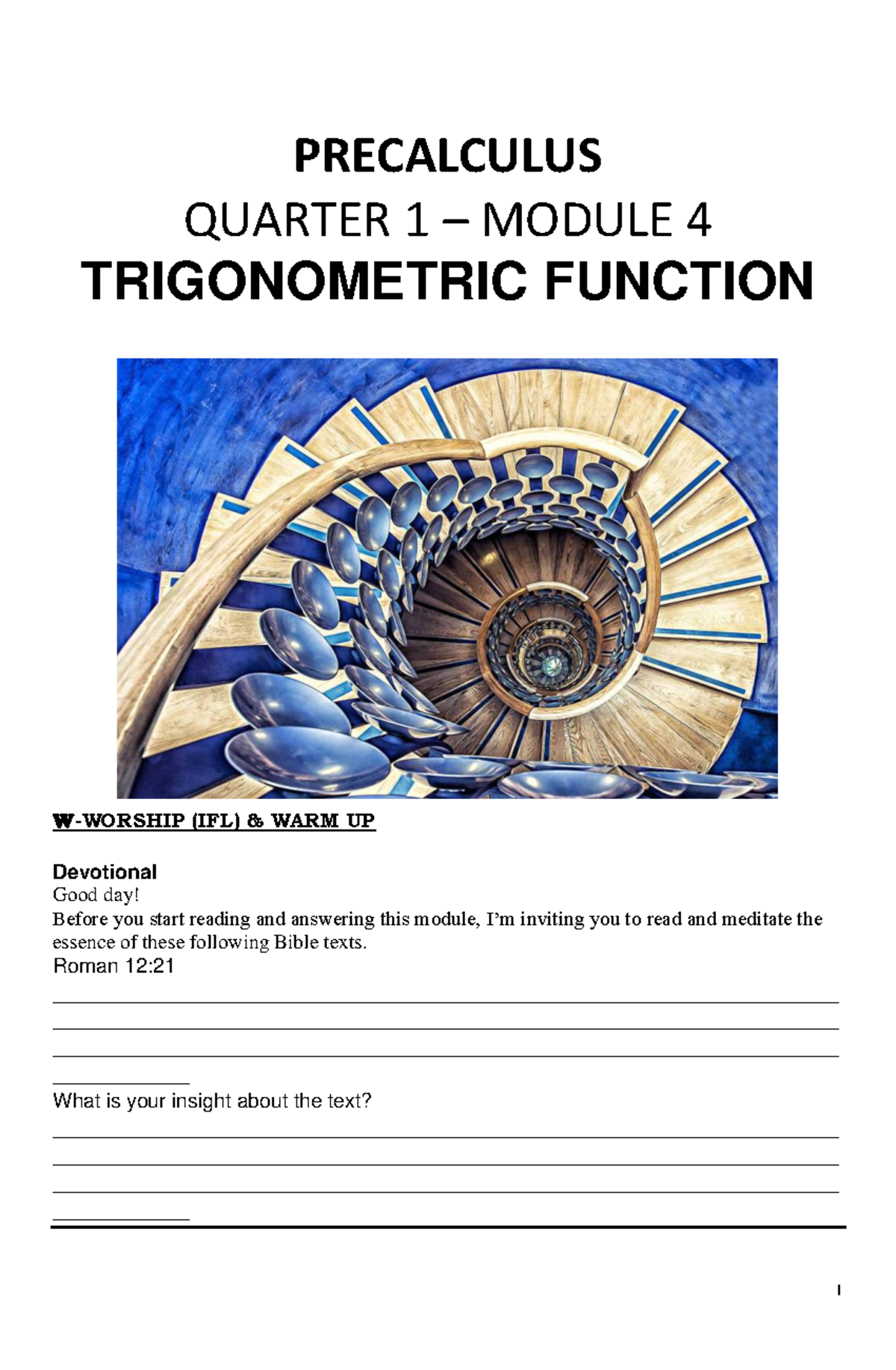 Pre Calculus Trigonometric Functions - PRECALCULUS QUARTER 1 – MODULE 4 ...
