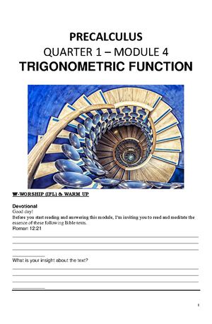 Pre Calculus Module 5 Circular Functions - PRECALCULUS 1 ST SEM – MODULE 5 CIRCULAR FUNCTIONS ...