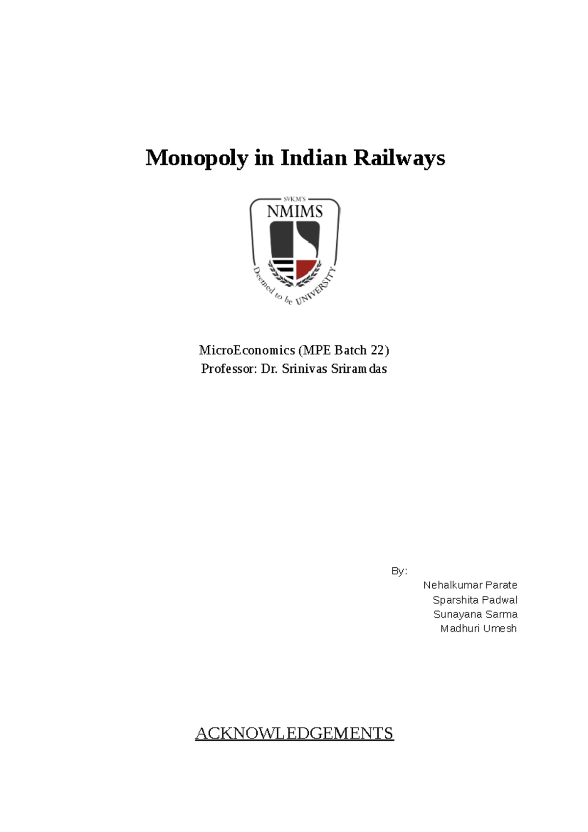 529903289 Micro Economics An Indian Rail Case study docx - Monopoly in Indian Railways - Studocu