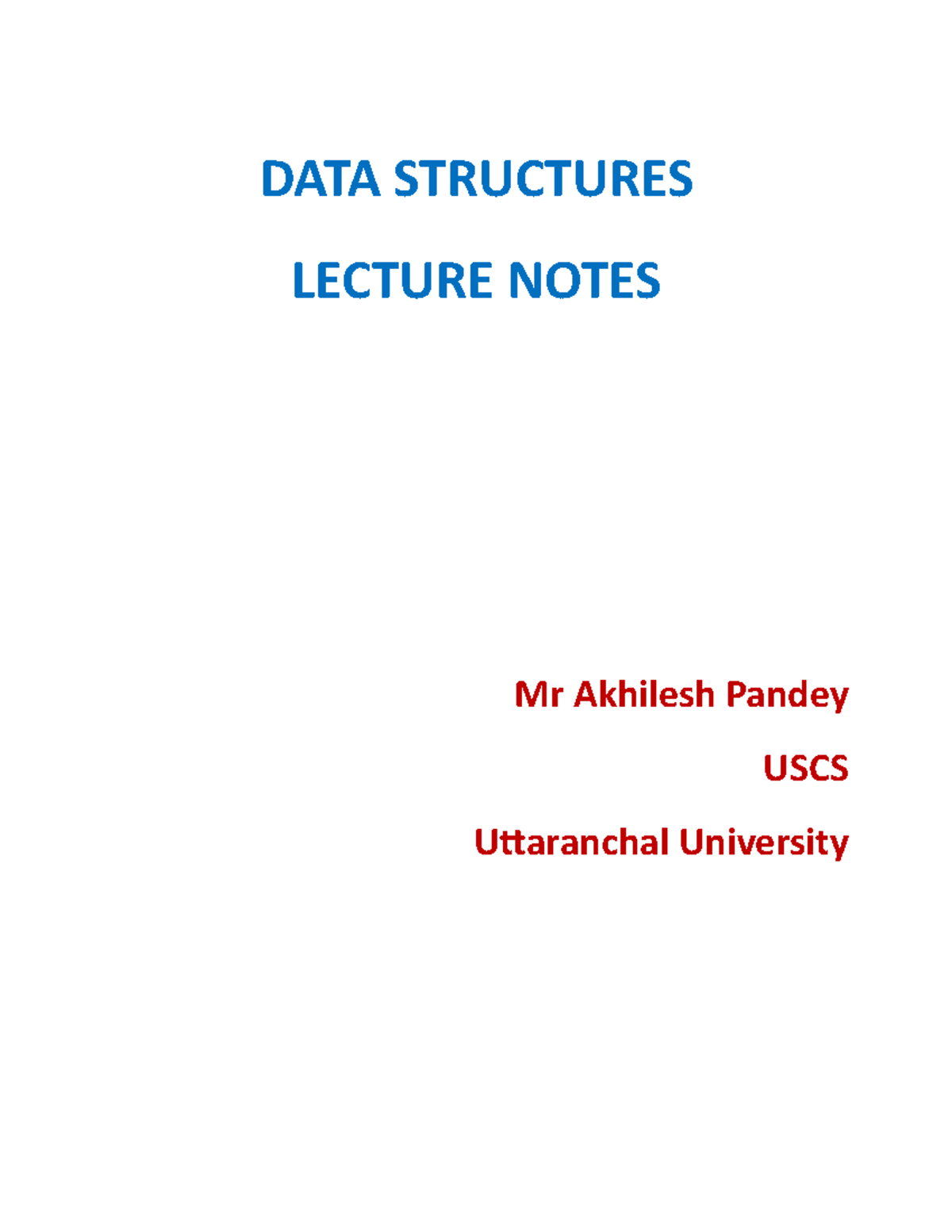 BCA-C201-SM01 - data structures notes - DATA STRUCTURES LECTURE NOTES ...