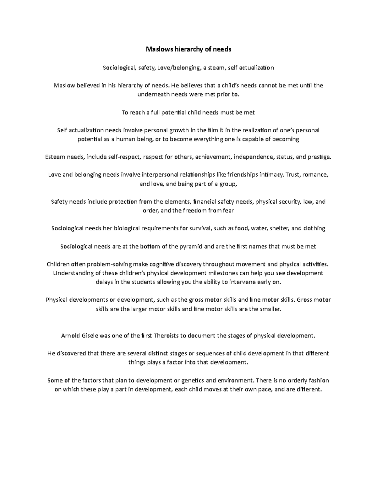 Maslows hierarchy of needs - Maslows hierarchy of needs Sociological ...