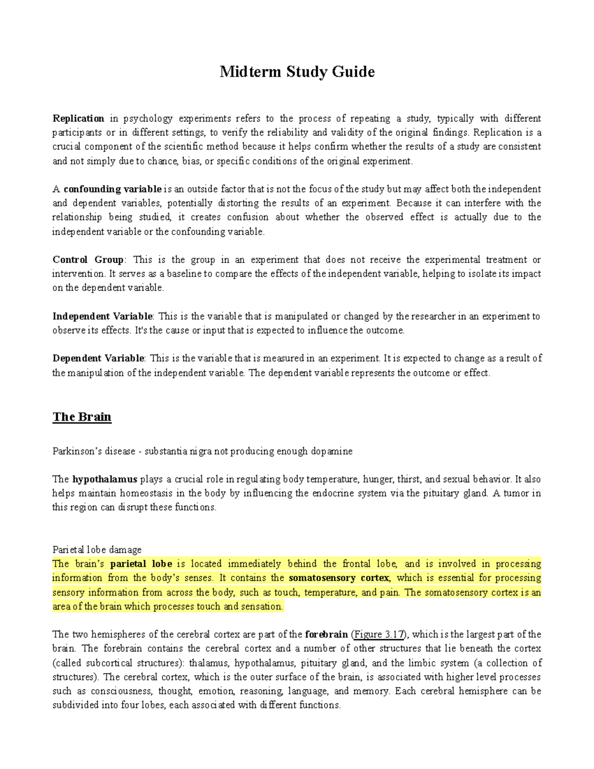 Intro to Psychology Midterm Study Guide - Midterm Study Guide ...