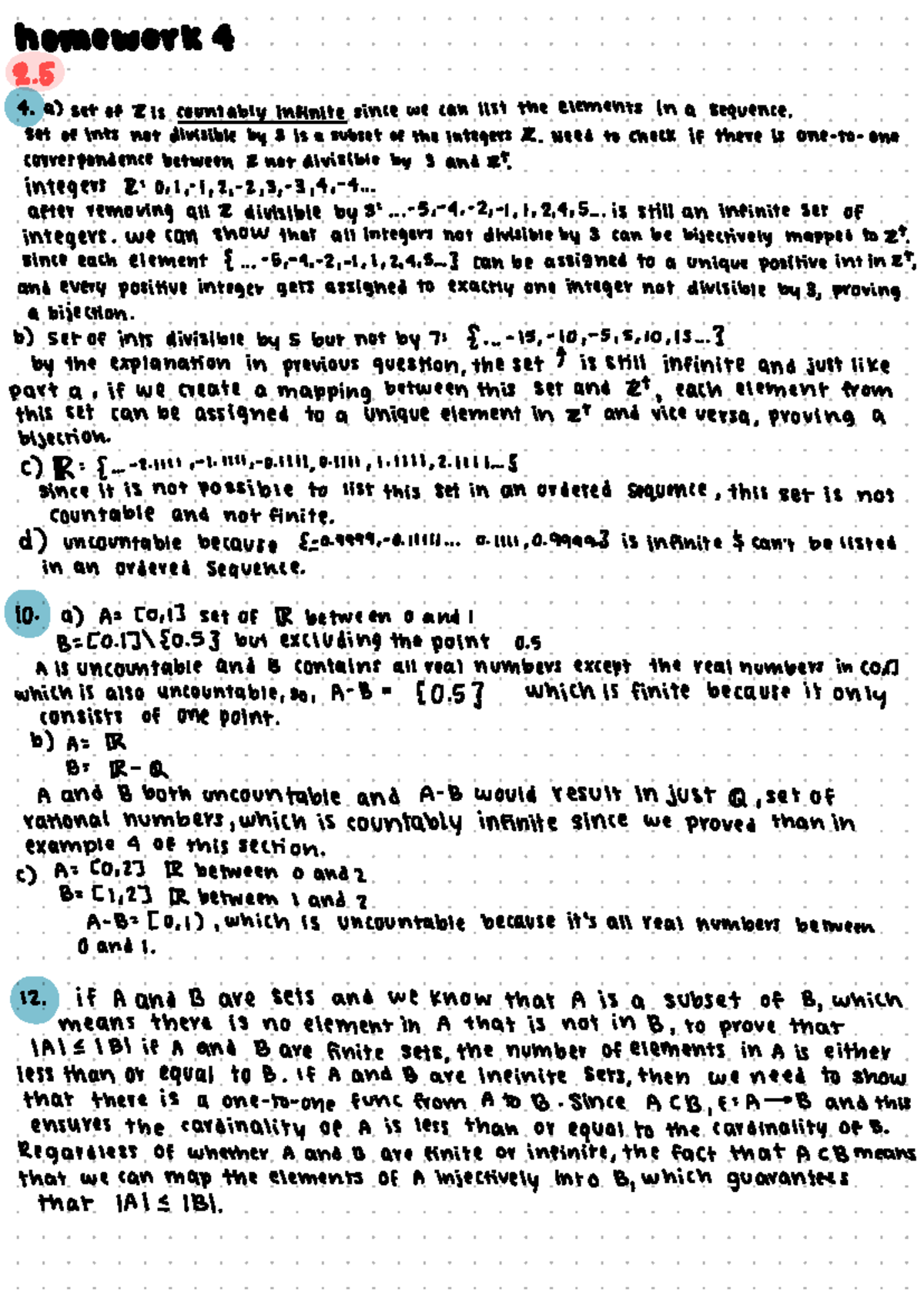 Homework 4 - homework 4 ####### & a) set of R is countably infinite ...
