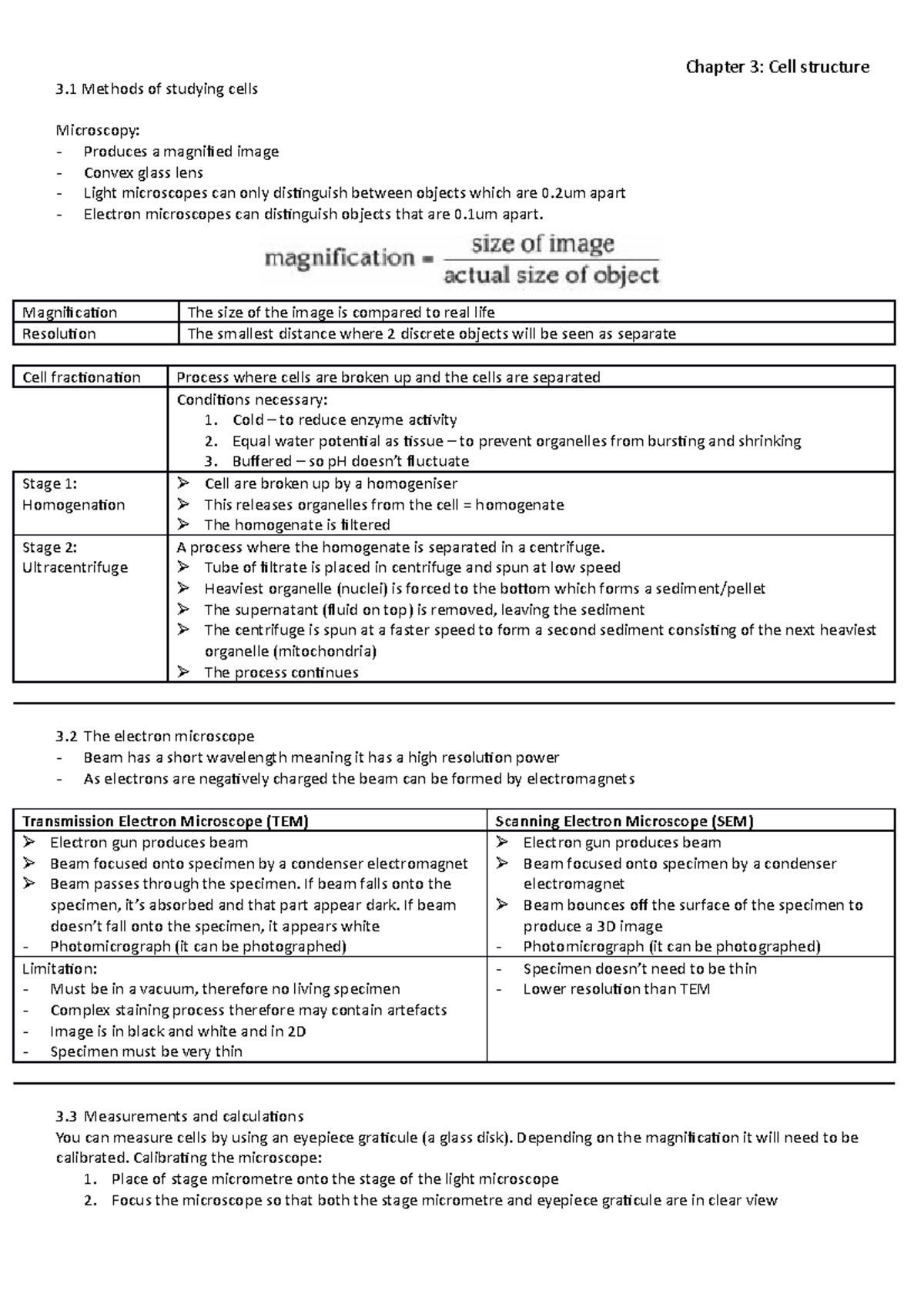 Cell structure - A-Level Biology material - 3 Methods of studying cells ...