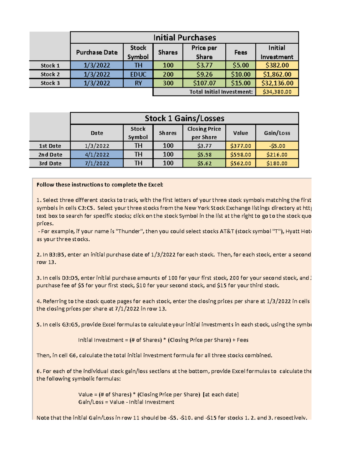 Initial Purchases and Stock Tracking in Excel - Studocu