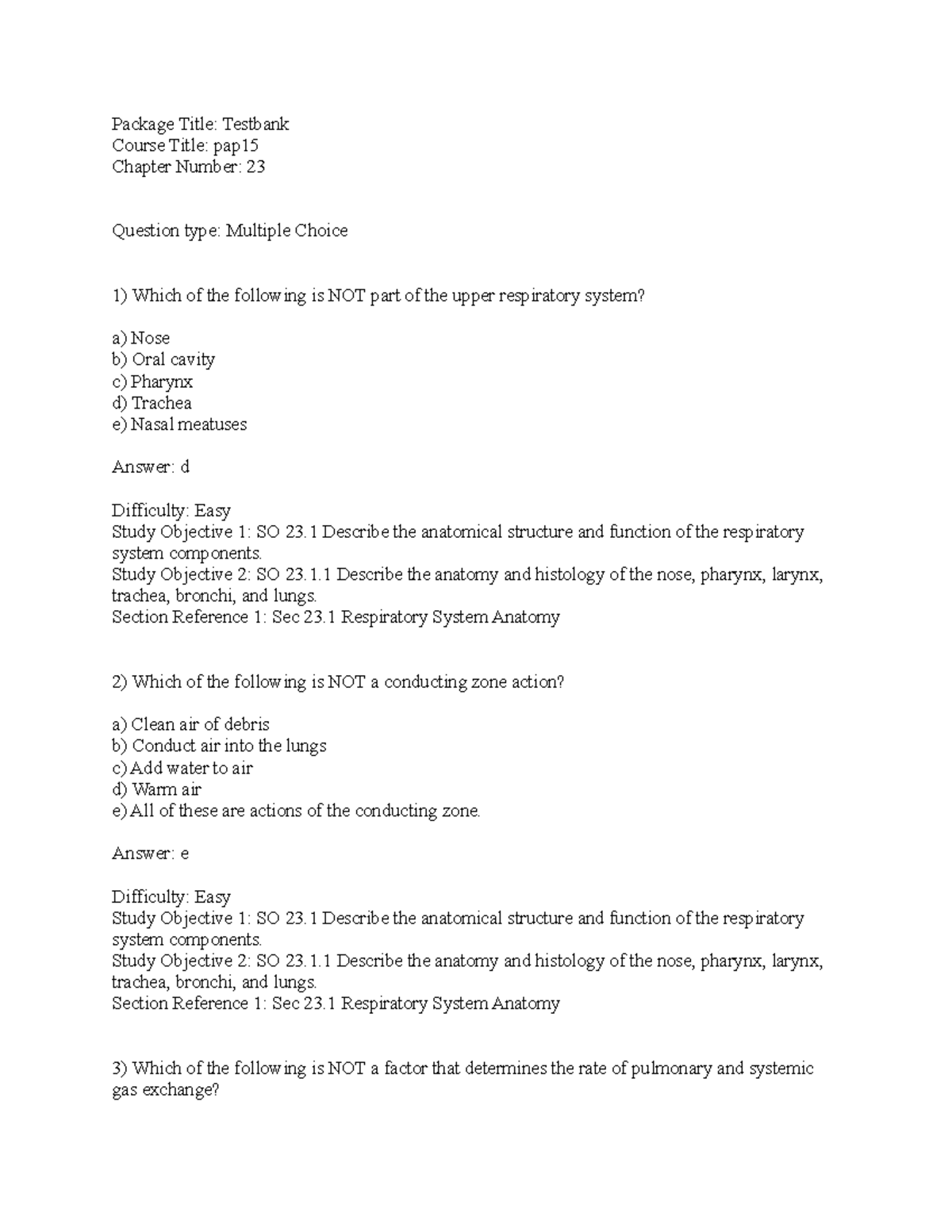 Sample/practice exam 2018, questions and answers - Package Title ...