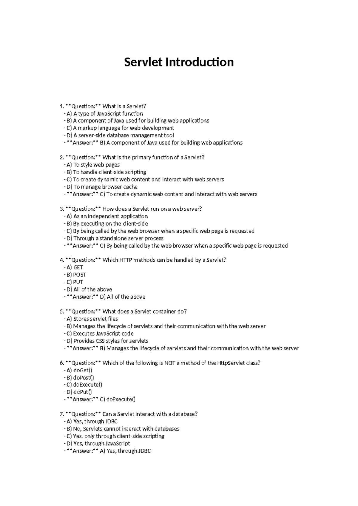 1 Servlet Introduction Servlet Introduction Question What Is A
