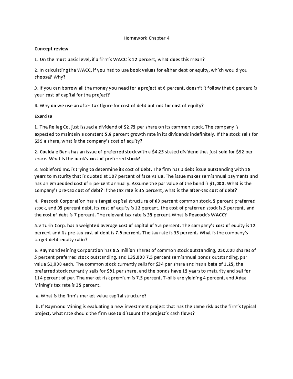 Homework Chapter 4 student - Homework Chapter 4 Concept review On the ...