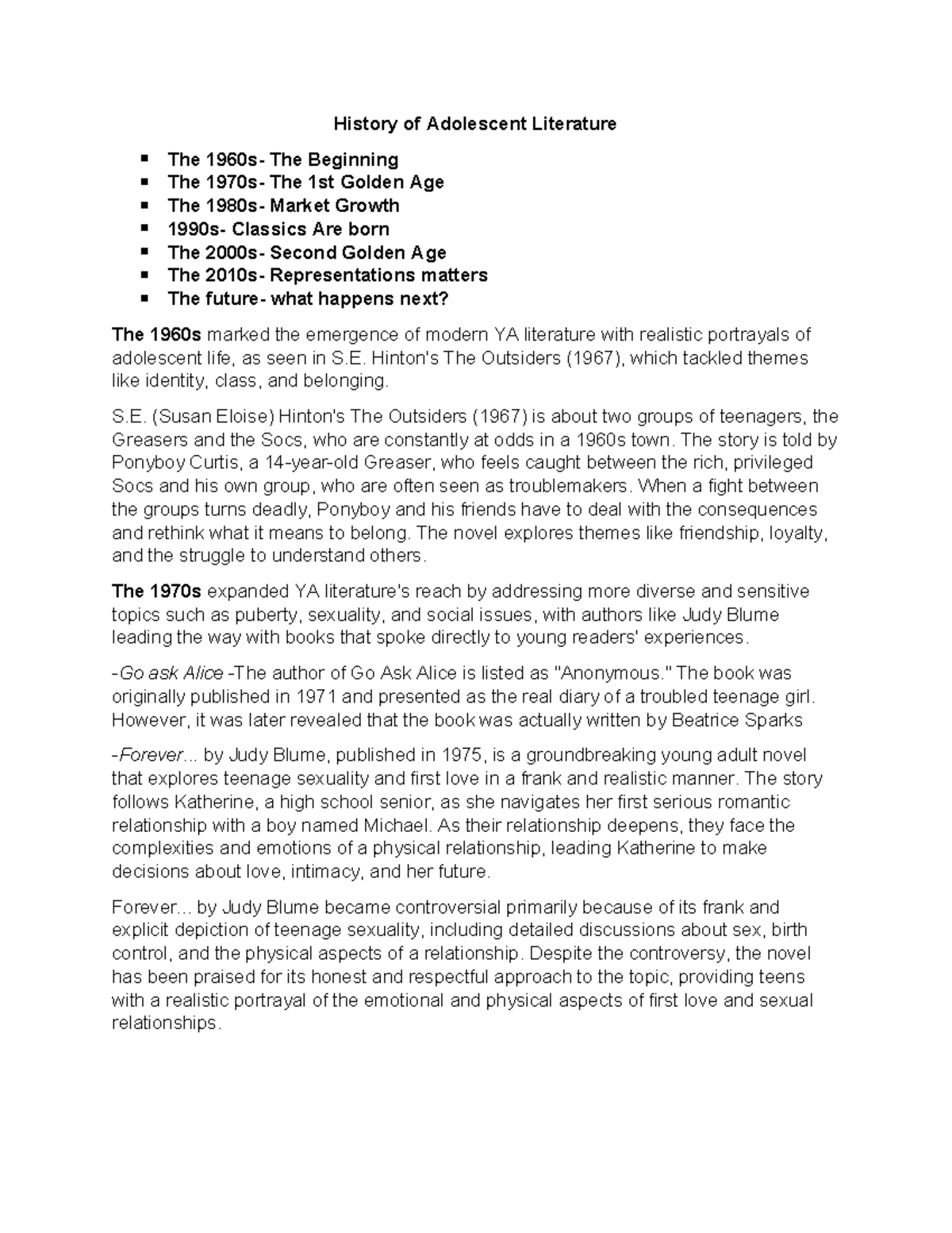 History-of-Adolescent-Literature 2 - History of Adolescent Literature ...