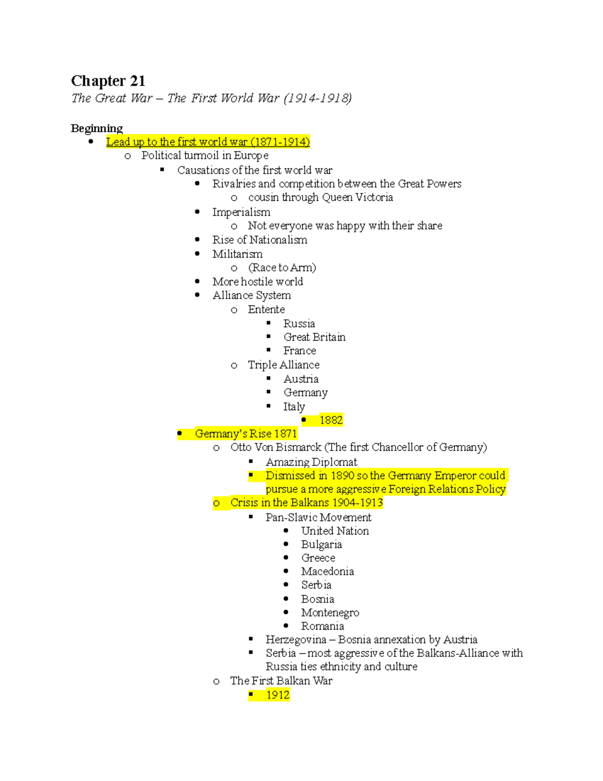 Chapter 21 - The Great War - The First World War (1914-1918) - Chapter ...