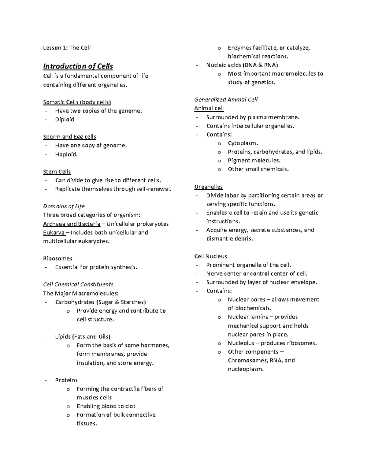 Cytogenetics - A summary course of Cytogenetic course - Lesson 1: The ...