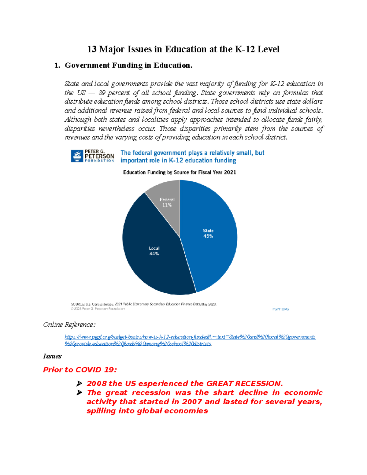 13 Major Issues in Education at the K 2 Laborte 1 - 13 Major Issues in ...