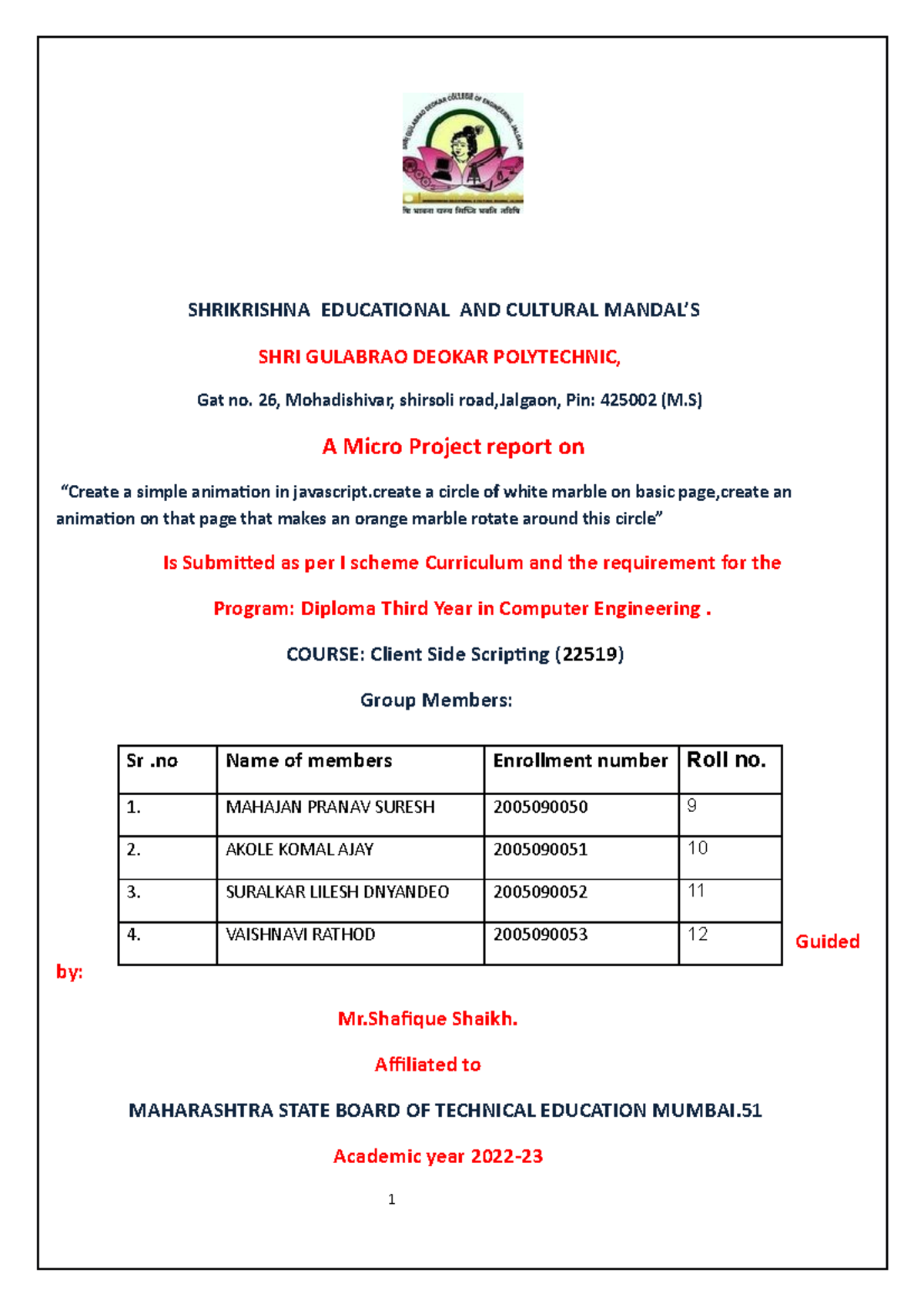 Css microproject - SHRIKRISHNA EDUCATIONAL AND CULTURAL MANDAL’S SHRI ...