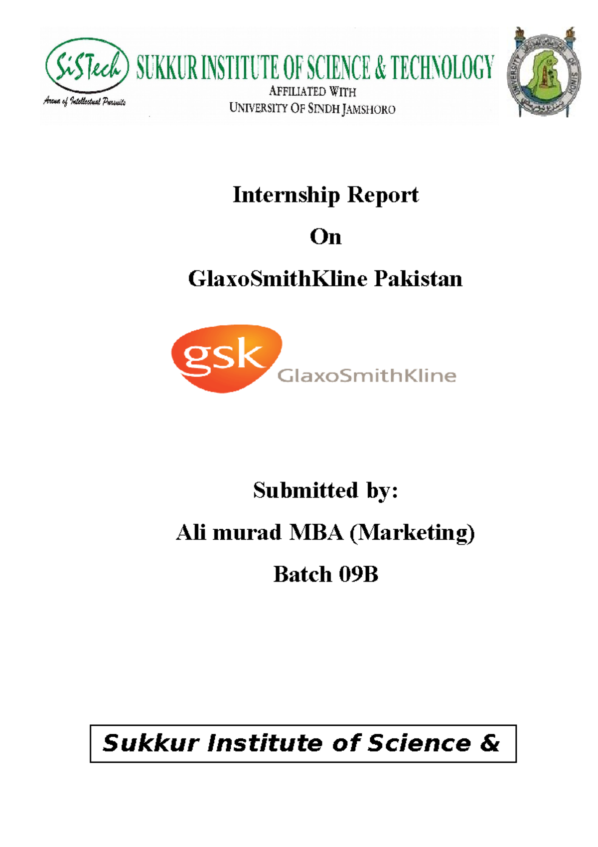 91617183 Qasim Internship Report on GSK - Foreign Policy of Major ...