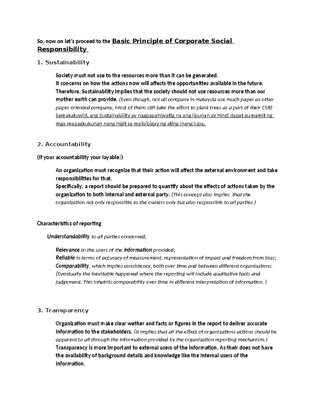 Basic Principle of CSR - So, now on let's proceed to the Basic ...