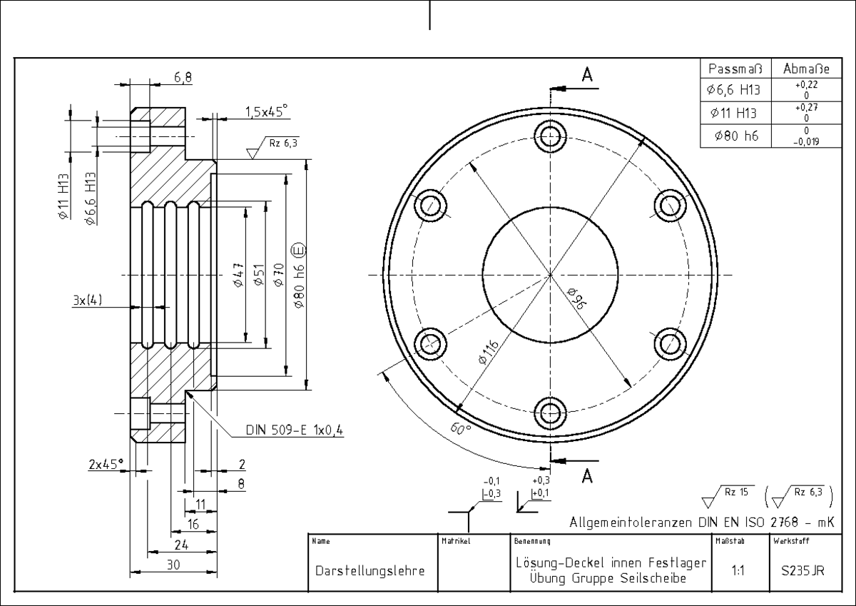 Musterlösung Deckel innen Festlager Darstellungslehre ...