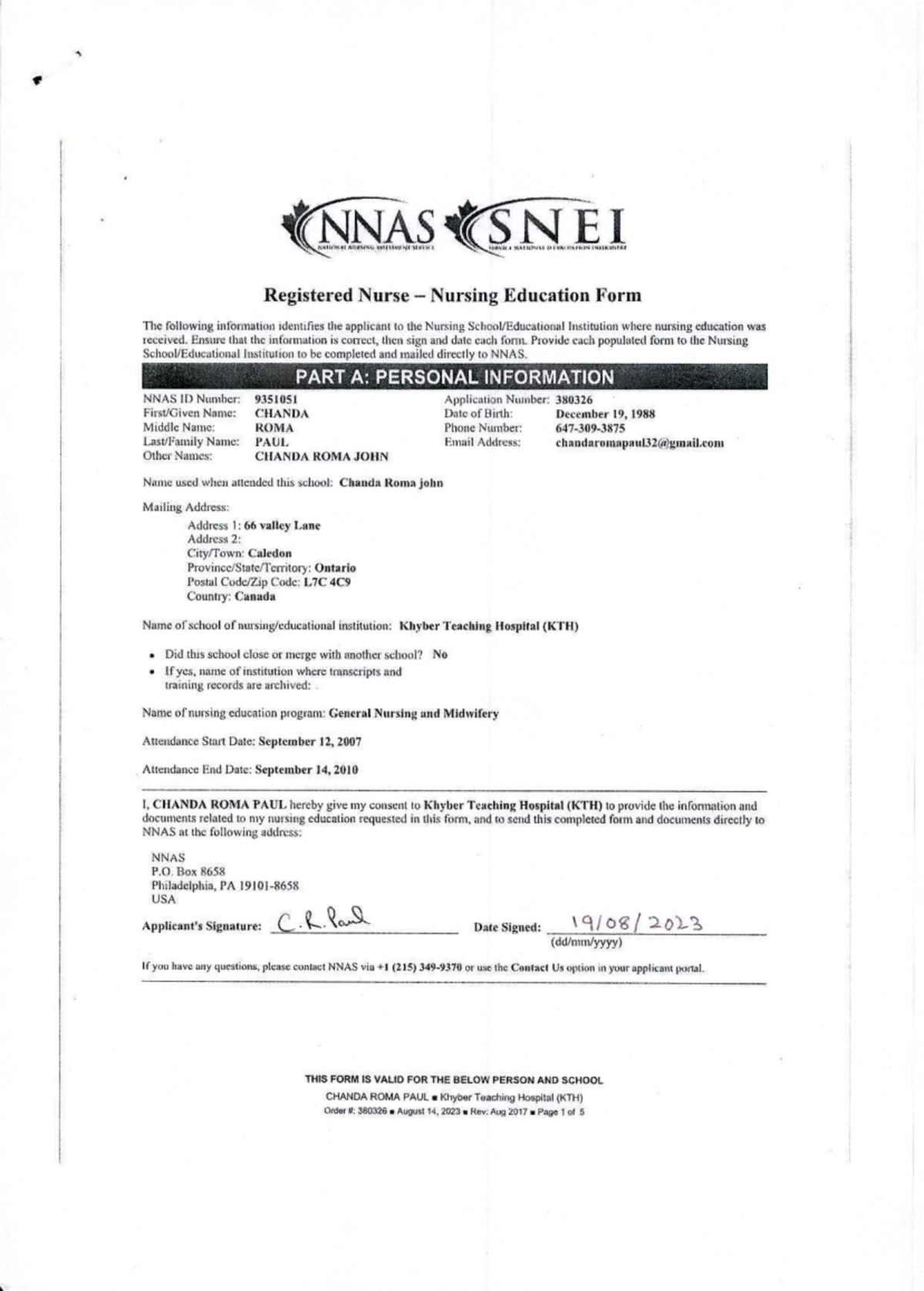 Education Form - Registered Nurse - Nursing Education Form Name used ...
