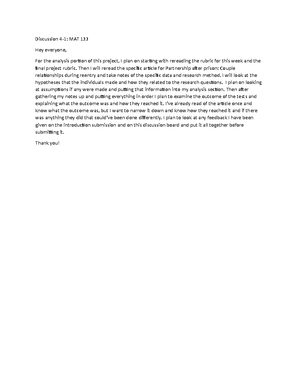 MAT 133 Milestone Two Guidelines and Rubric-Analysis - MAT 133 ...