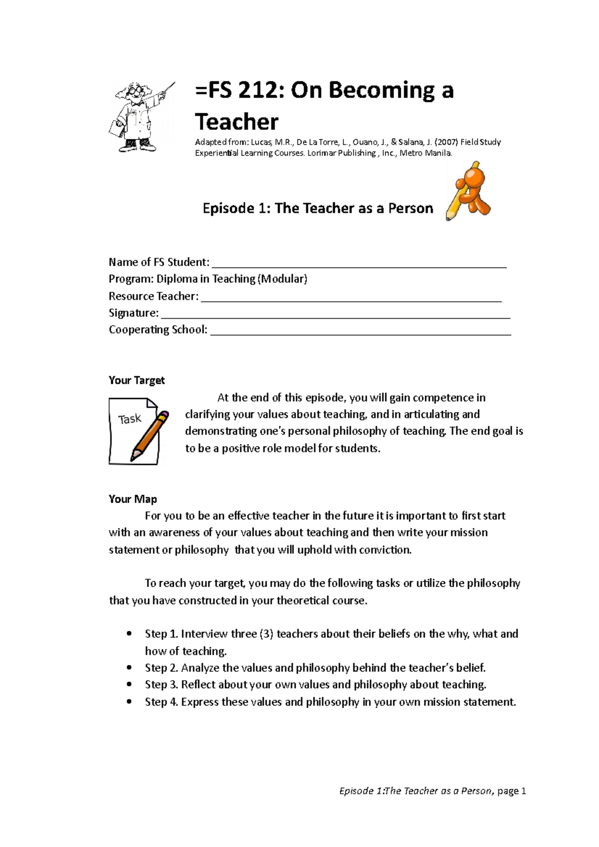 FS 212 On Becoming a Teacher Episode 1 The Teacher as a Person - =FS ...