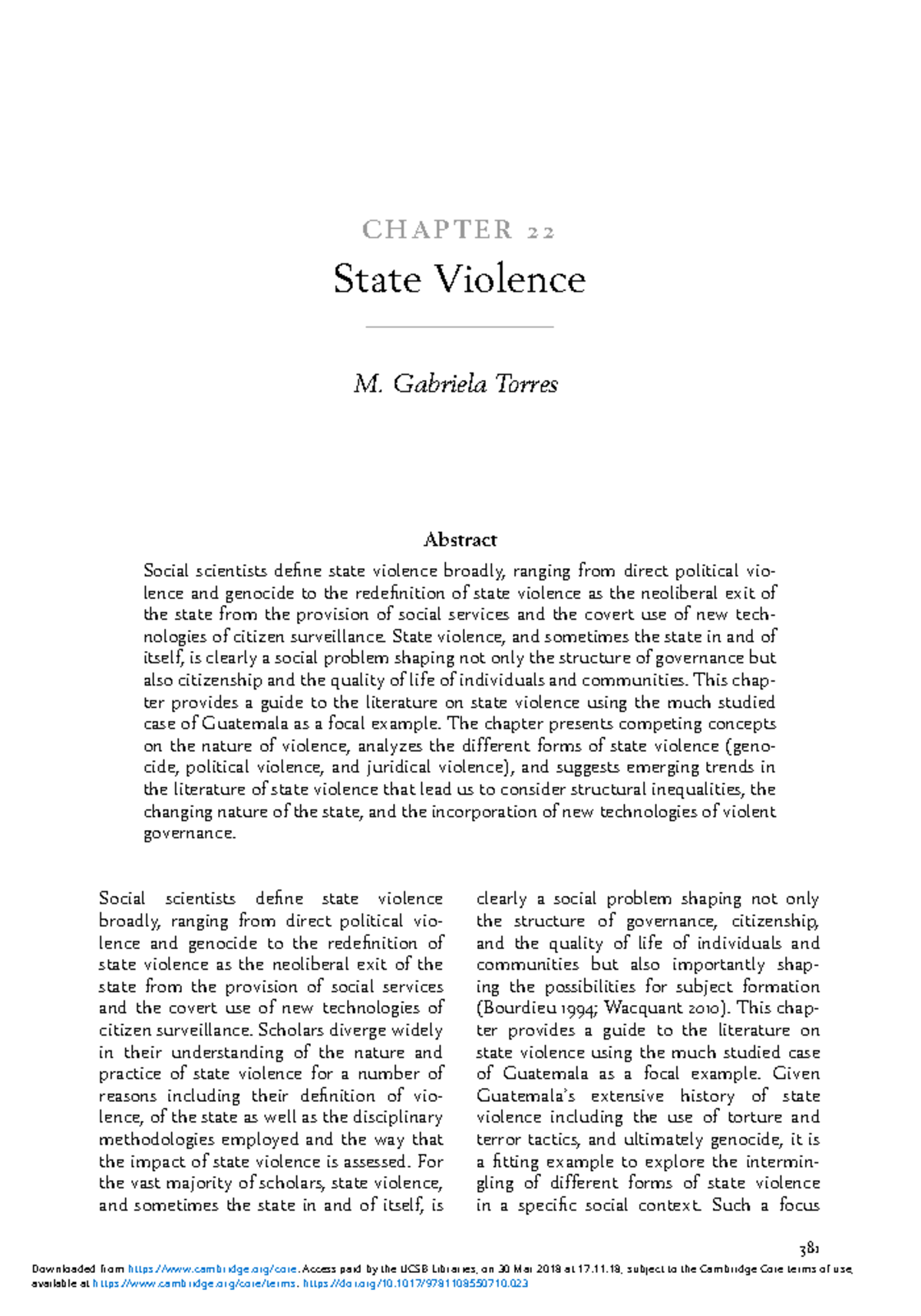 State Violence - C H A P T E R 2 2 State Violence M. Gabriela Torres ...