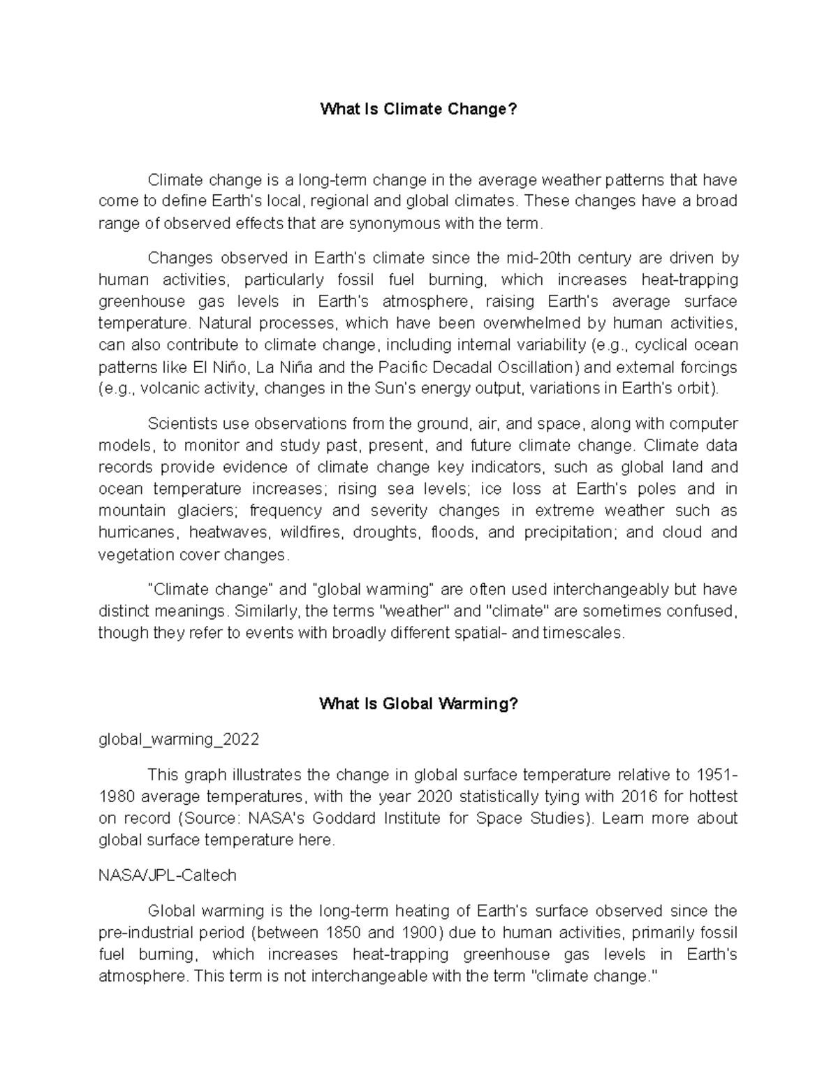 Climate Change - sss - What Is Climate Change? Climate change is a long ...