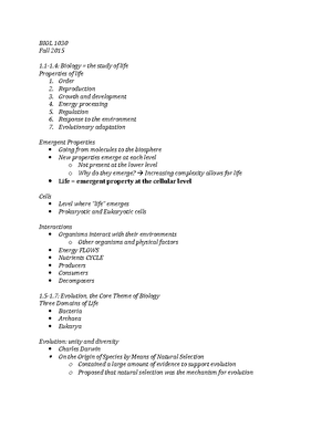 Biology 101 Study Guide Chapters 10-12 -Cells go through a series of ...