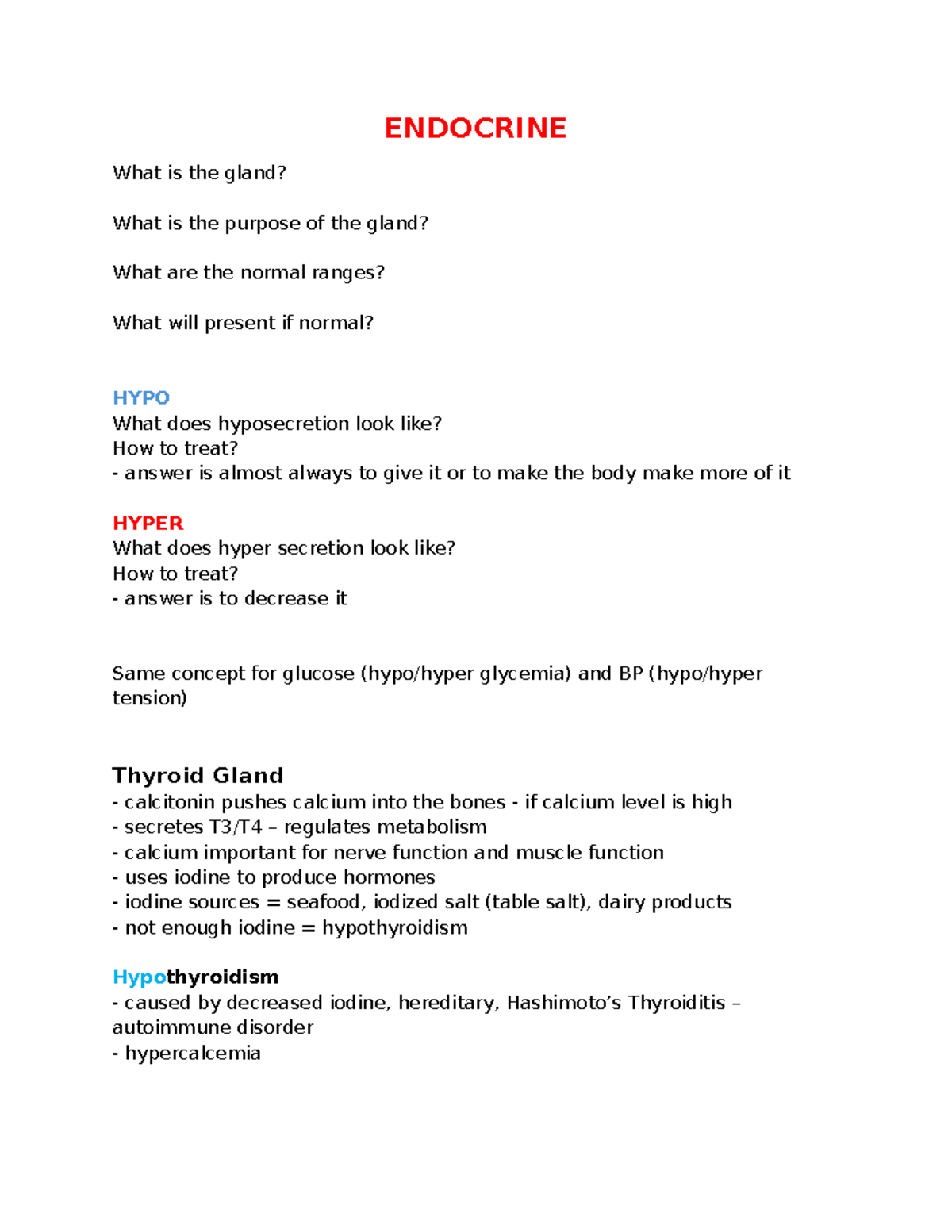 Endocrine review - ENDOCRINE What is the gland? What is the purpose of ...