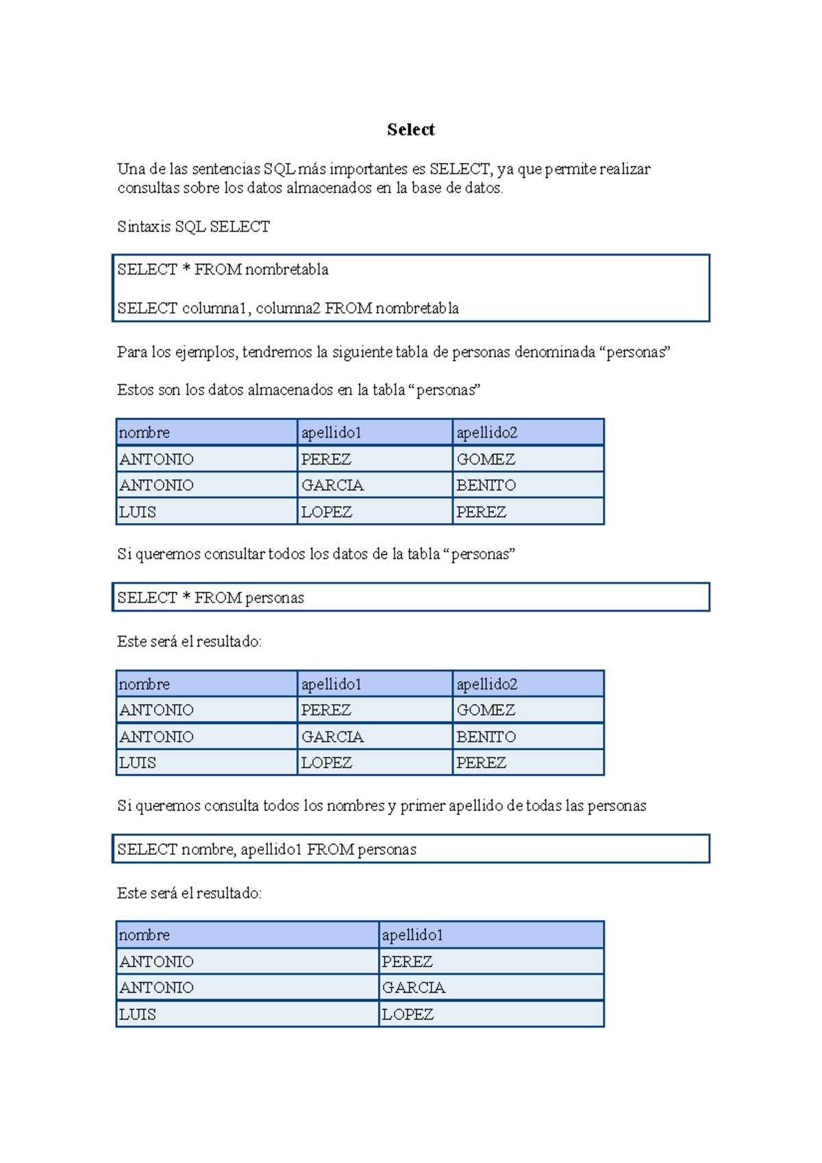 Bd - adadad - Select Una de las sentencias SQL más importantes es ...