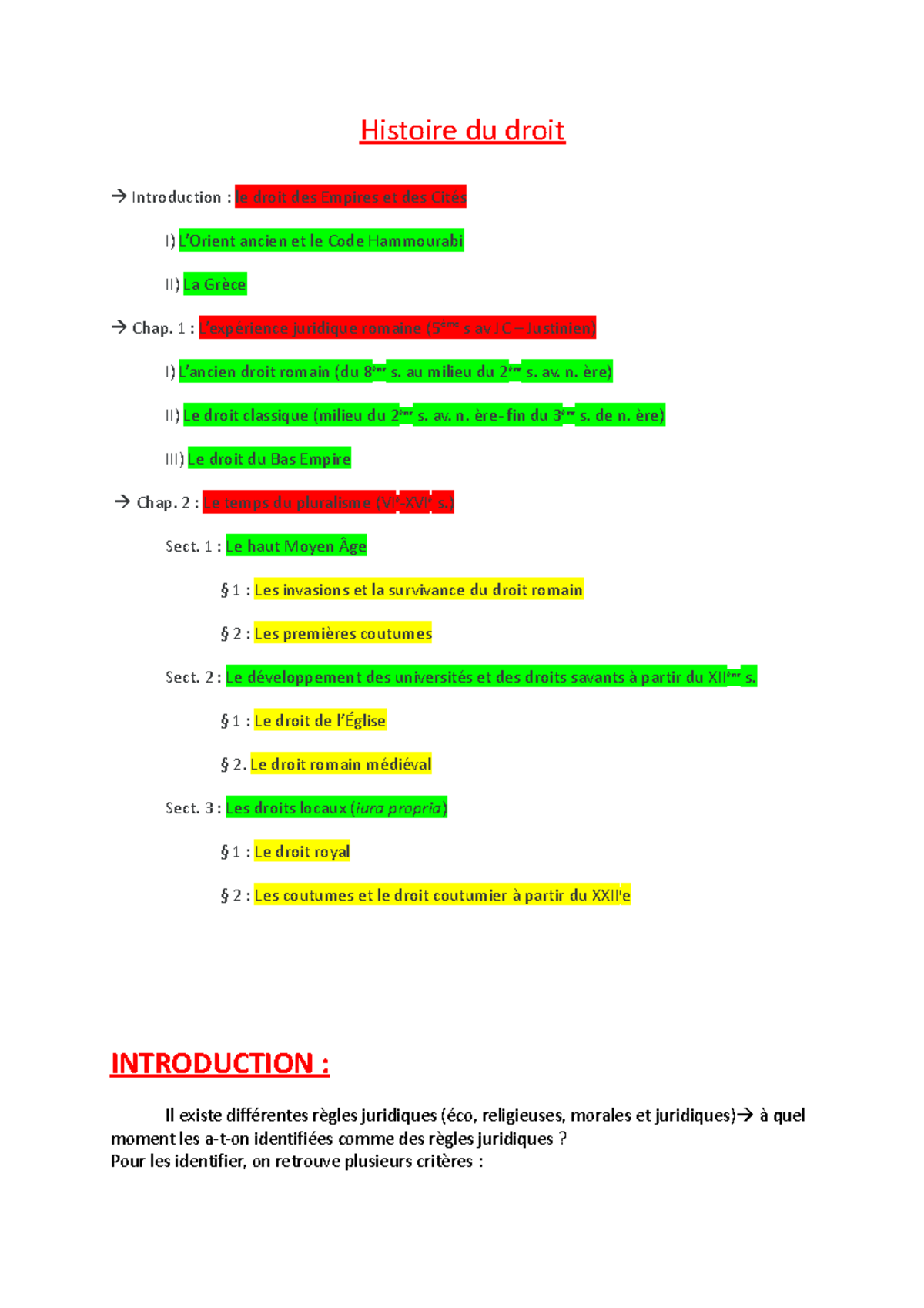Histoire du droit - Histoire du droit Introduction : le droit des Empires et des Cités I) L ...