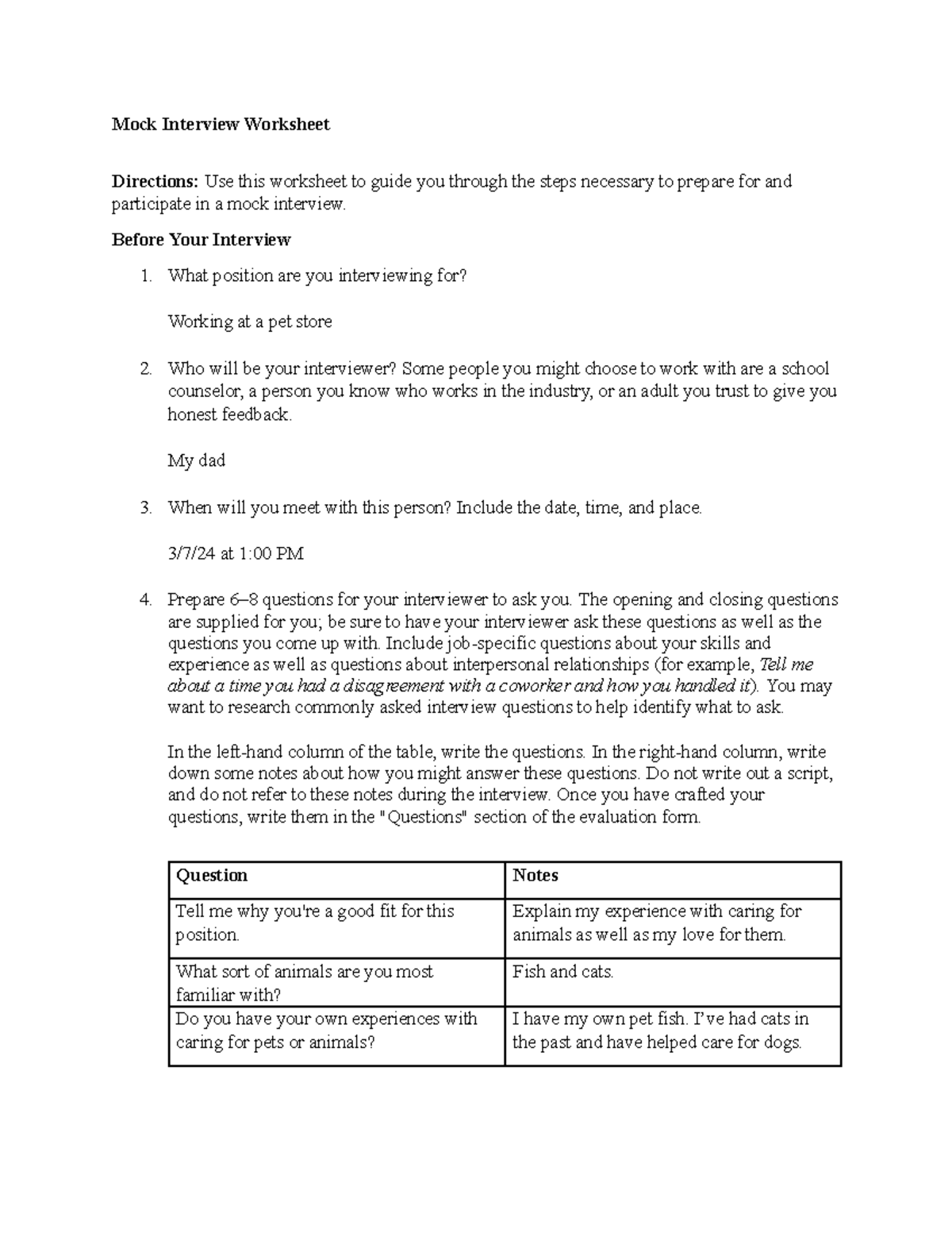 WS.EDHS.EL001.A.3 - WS.EDHS.EL001.A.3 - Mock Interview Worksheet ...