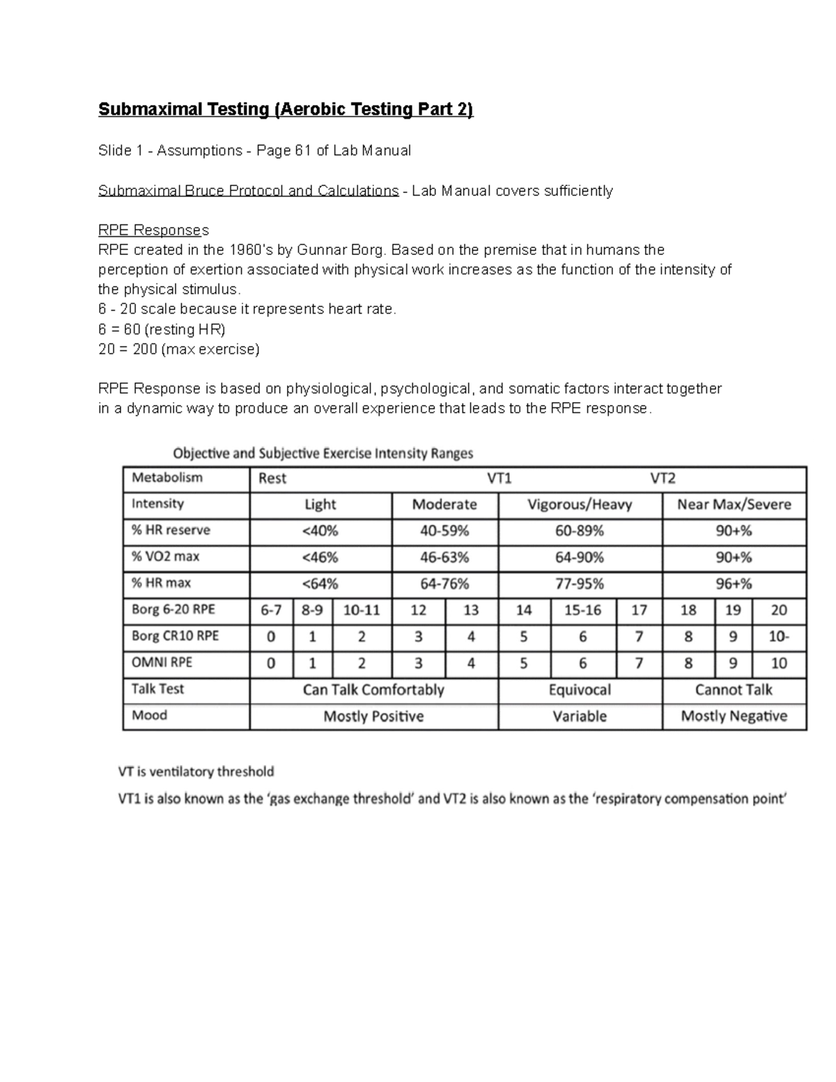 Kin163lab Submaximal Testing Aerobic Testing Part 2 Submaximal Testing Aerobic Testing