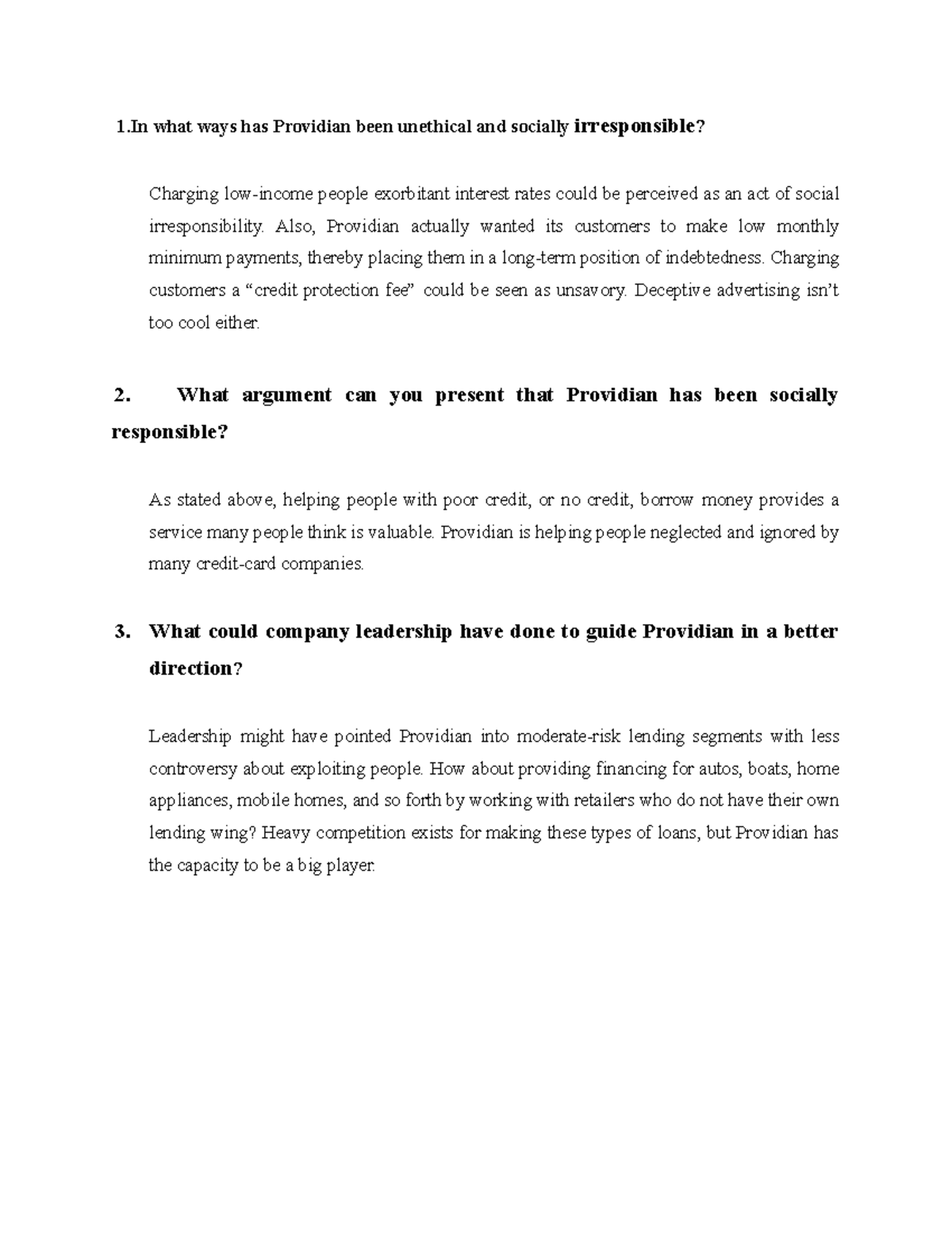 Leader 1 - casestudy questions, casestudy questions - 1 what ways has ...