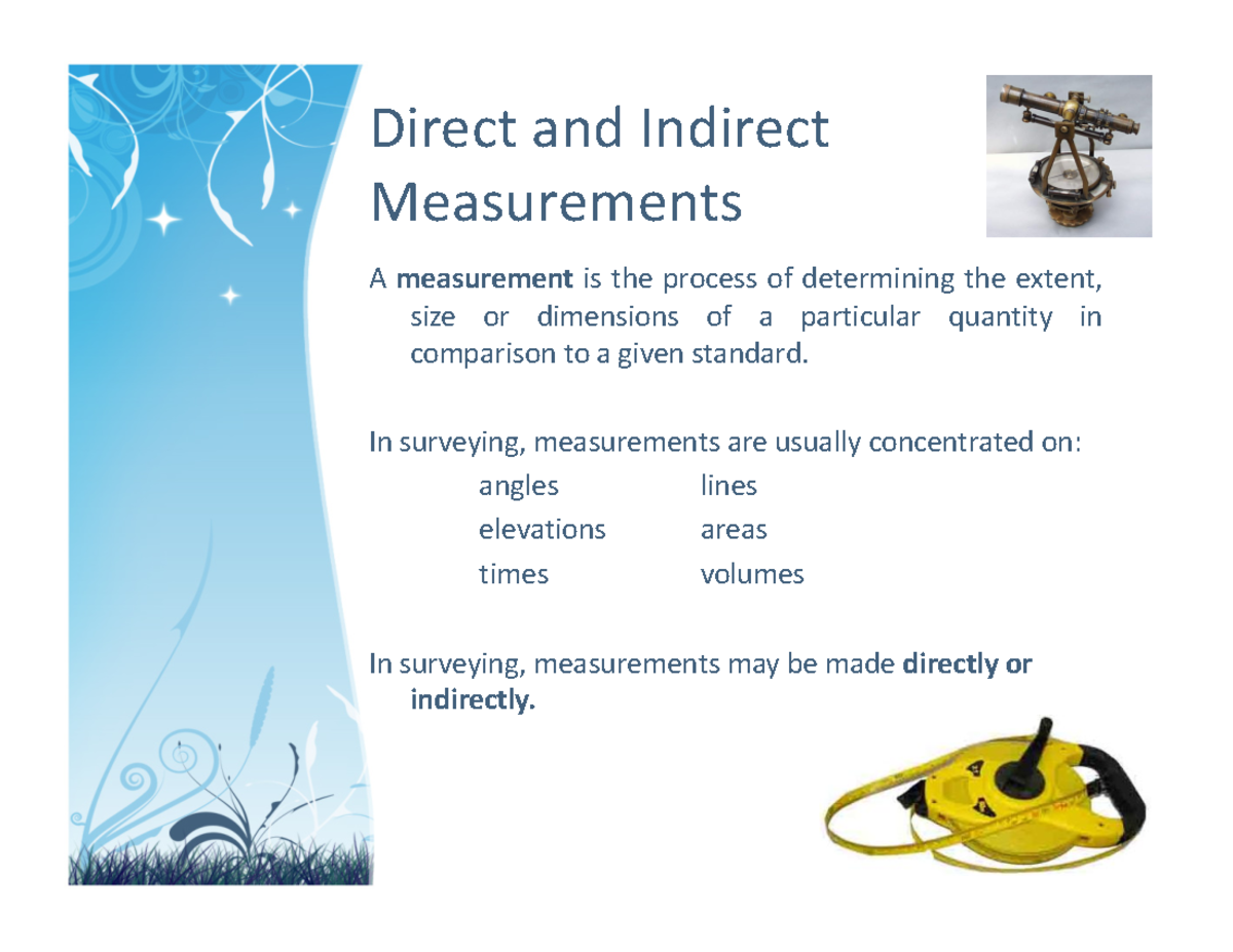 1.2 Accuracy of Measurements - Direct and Indirect Measurements A ...