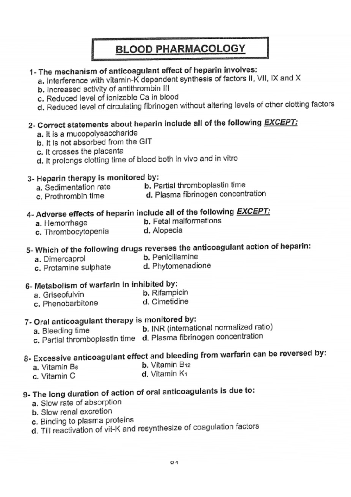 106 pharma mcq - Pharmacology - Studocu