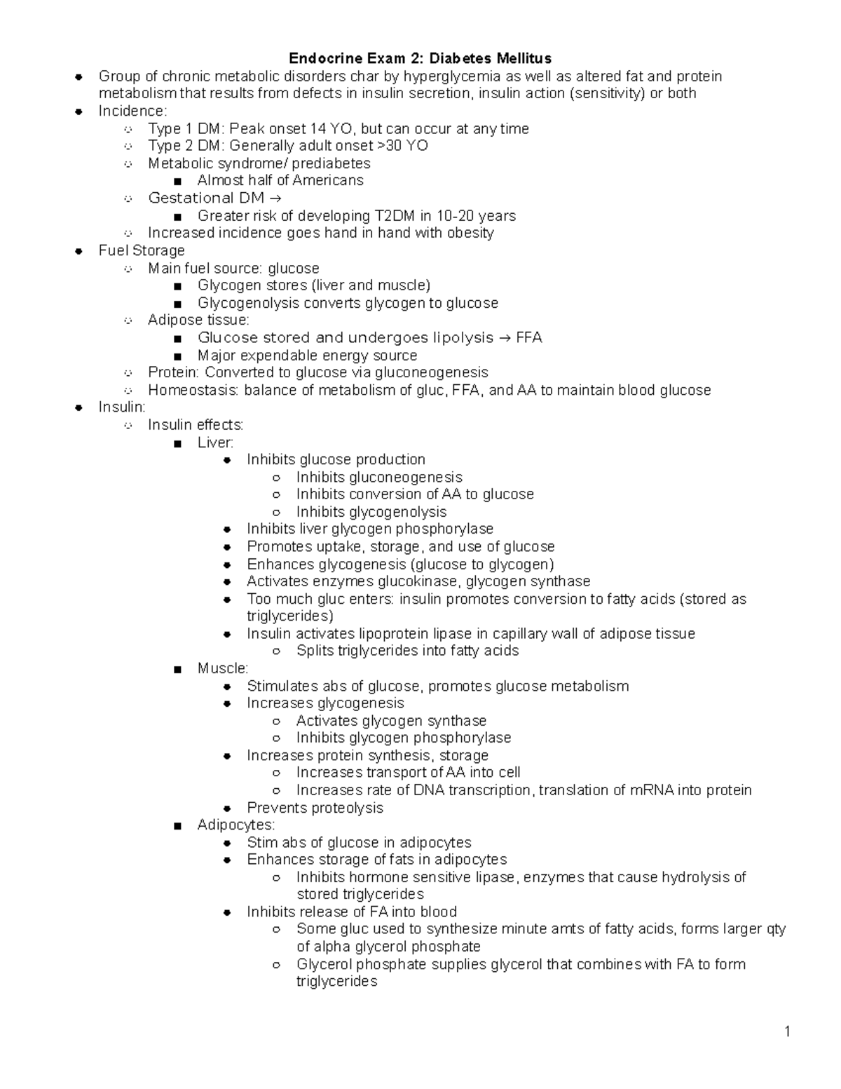 Endocrine Exam 2: Diabetes Mellitus - Endocrine Exam 2: Diabetes ...