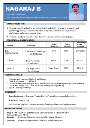 Kalmeshwar U Materials Polymers Resume - Kalmeshwar Ullegaddi #54, 5th ...