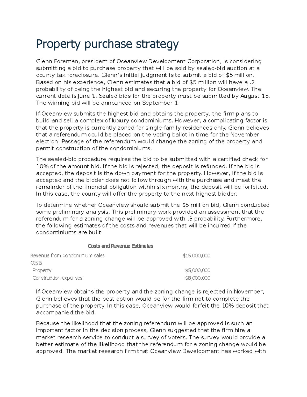 Week 8 - CPT Course - Property purchase strategy Glenn Foreman ...