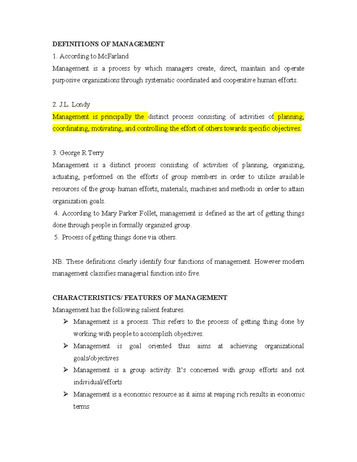 Introduction to Management - DEFINITIONS OF MANAGEMENT According to ...