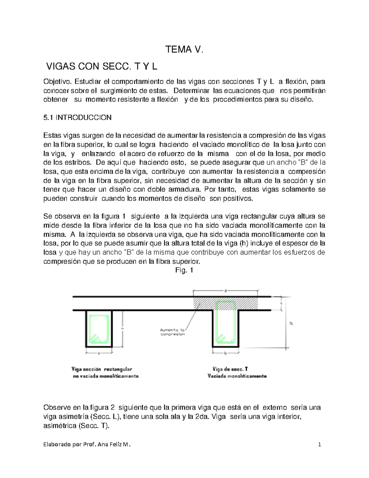 Analisis Y Diseño DE Vigas T Y L Correcto - TEMA V. VIGAS CON SECC. T Y L Objetivo. Estudiar el ...