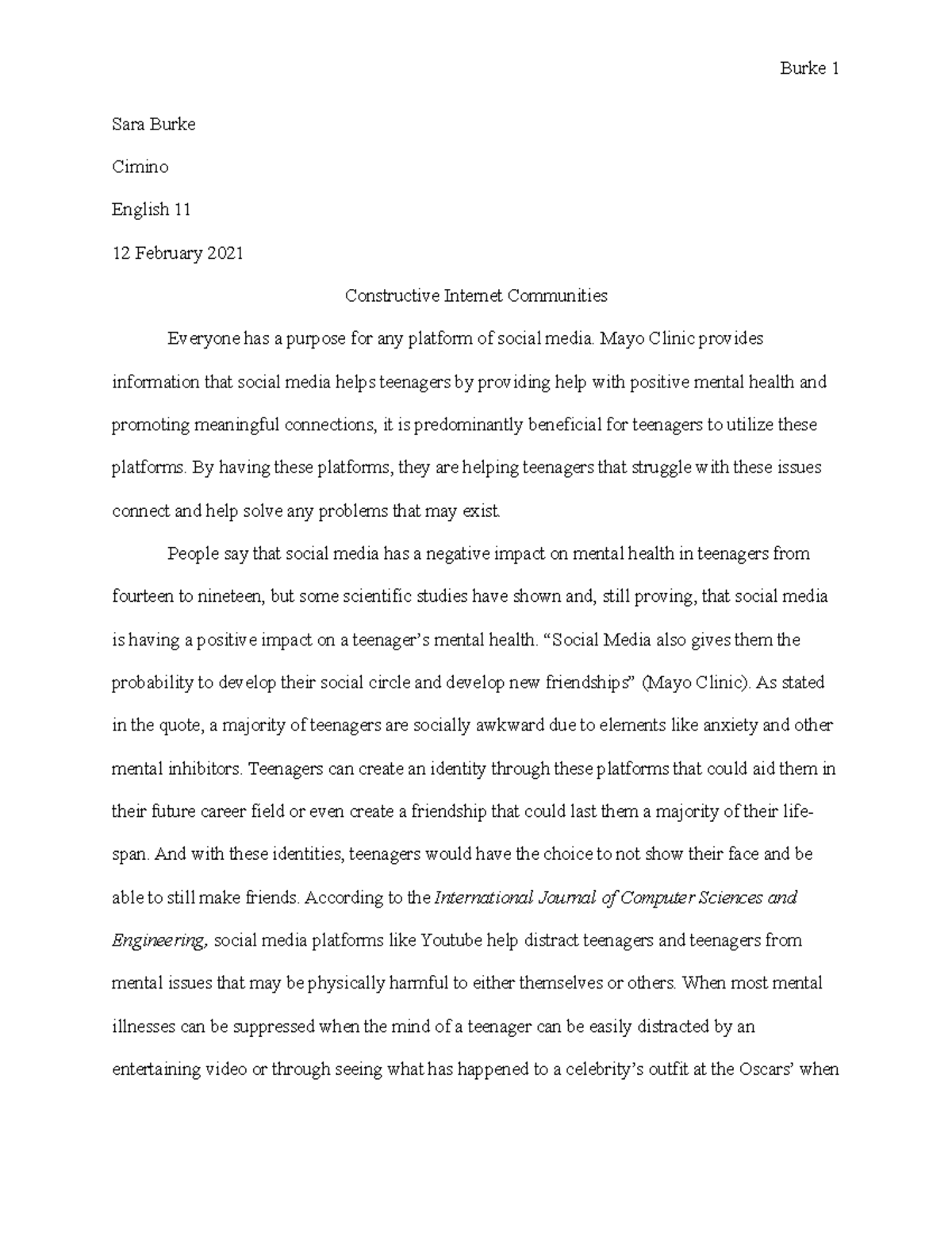 Burke RP Final - Essay written on proper internet communication - Sara ...